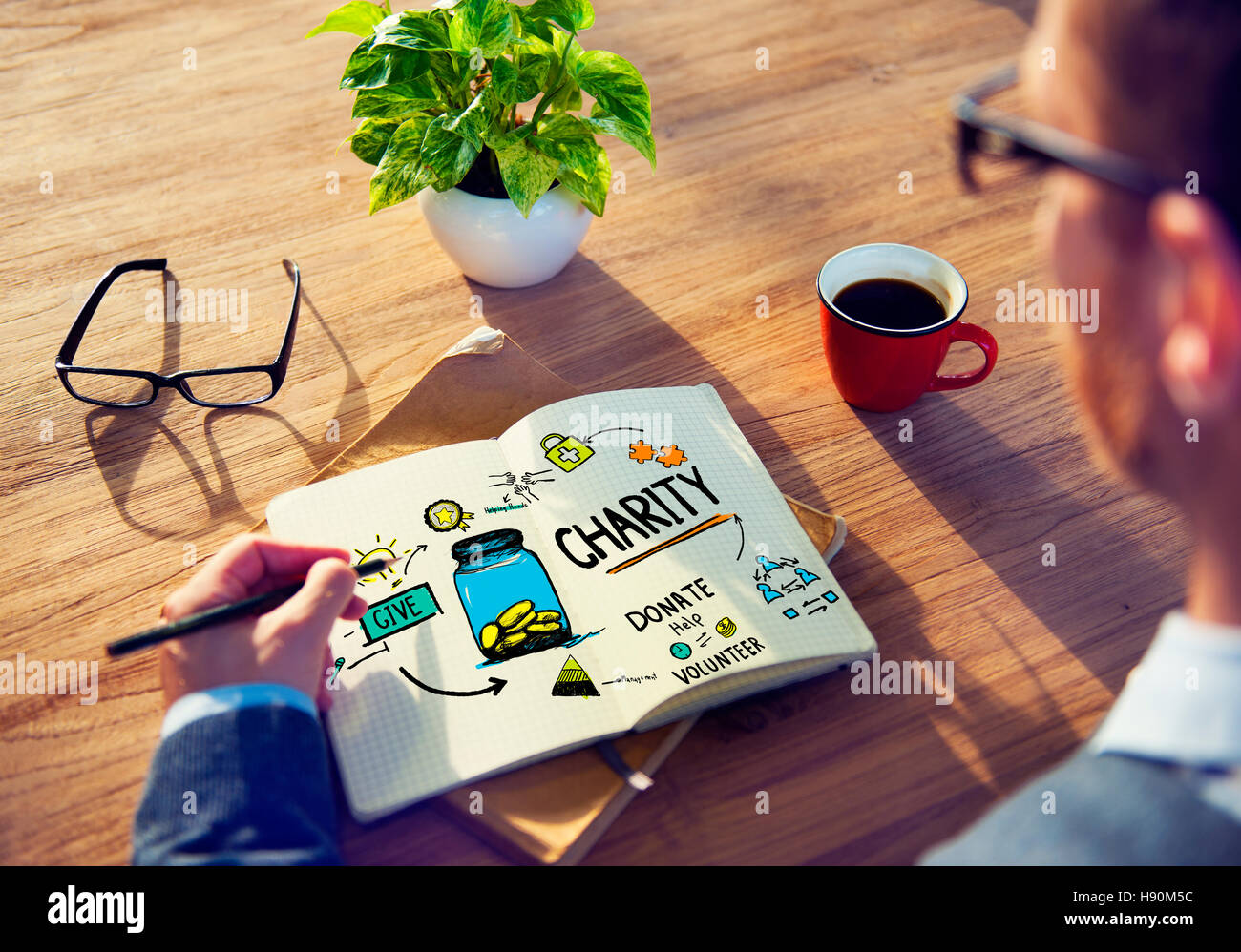 Working Notepad Support Give Help Donate Charity Concept Stock Photo ...