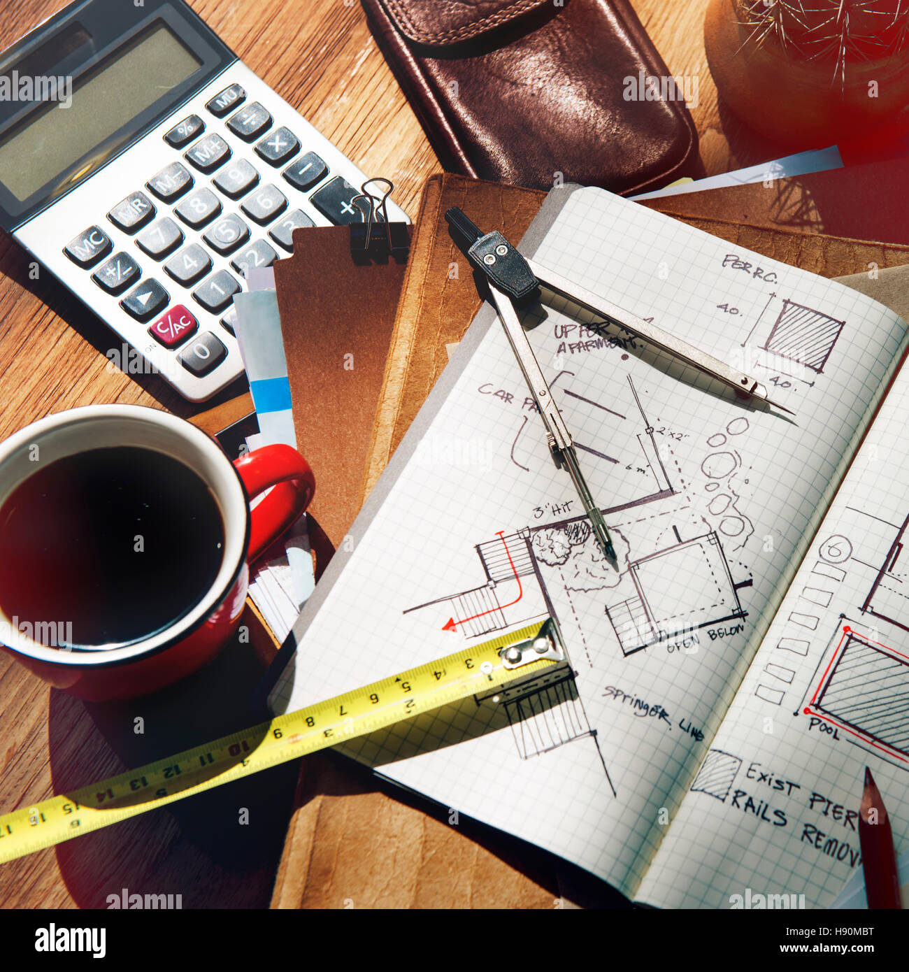 Architecture Engineering Design Sketch Table Concept Stock Photo - Alamy