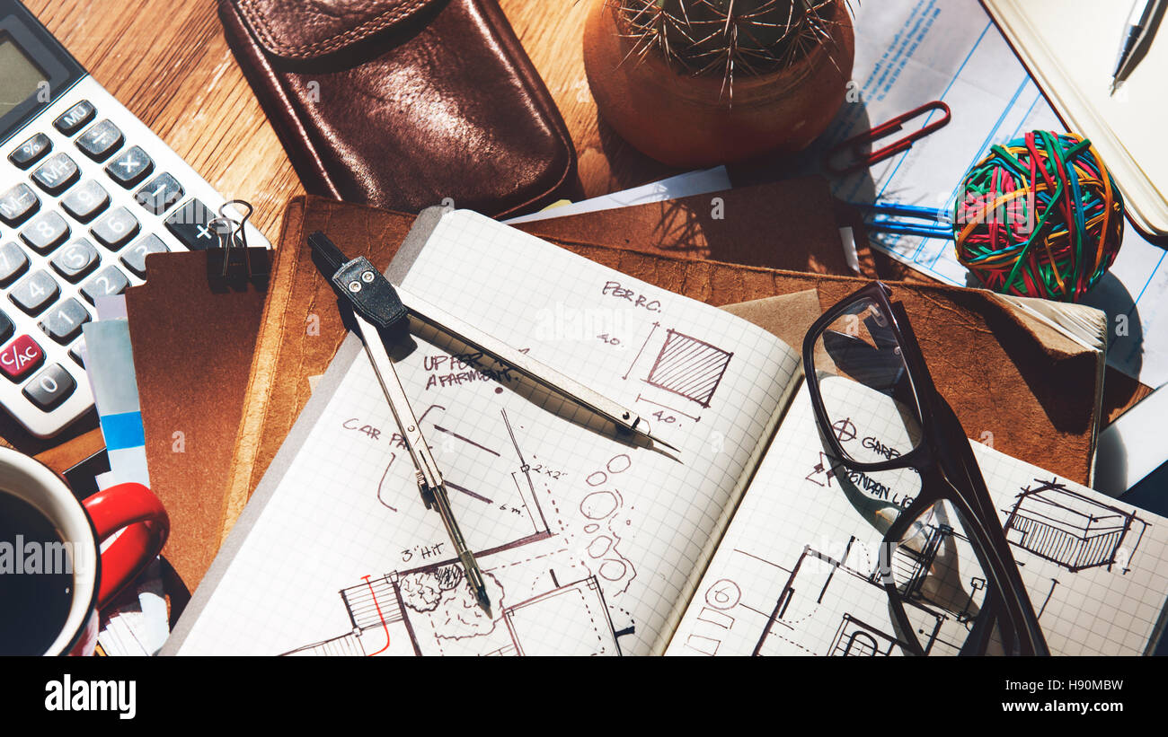 Architecture Engineering Design Sketch Table Concept Stock Photo - Alamy