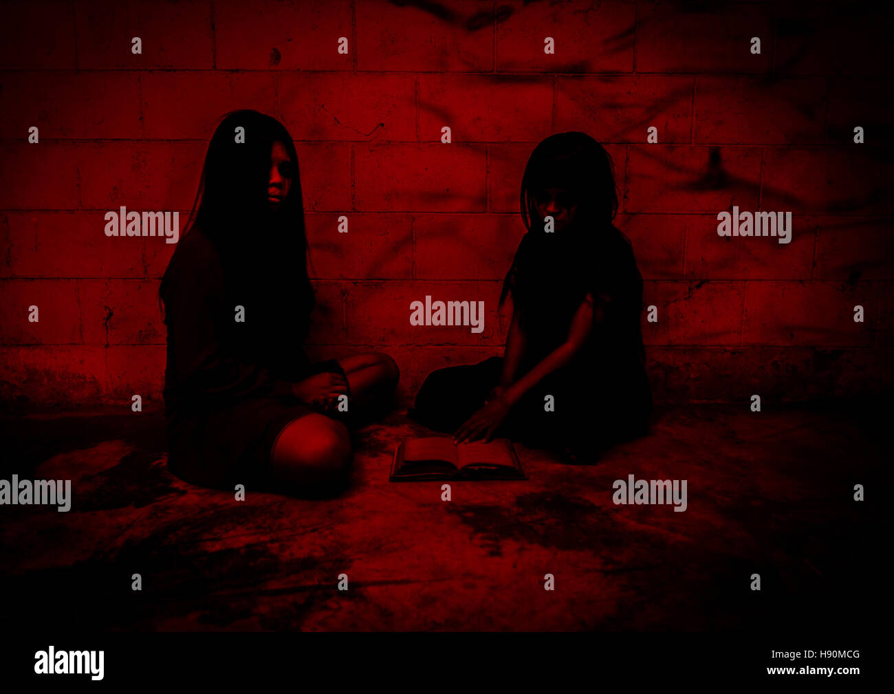 Ghost of two best friend forever in Haunted building,Horror background ...