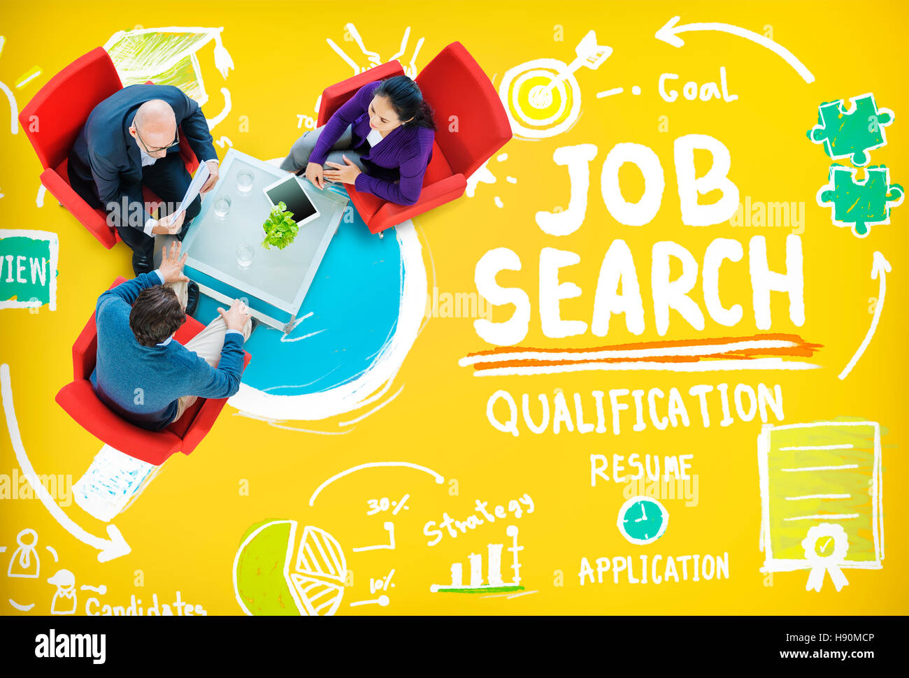 Job Search Qualification Resume Recruitment Hiring Application Concept ...