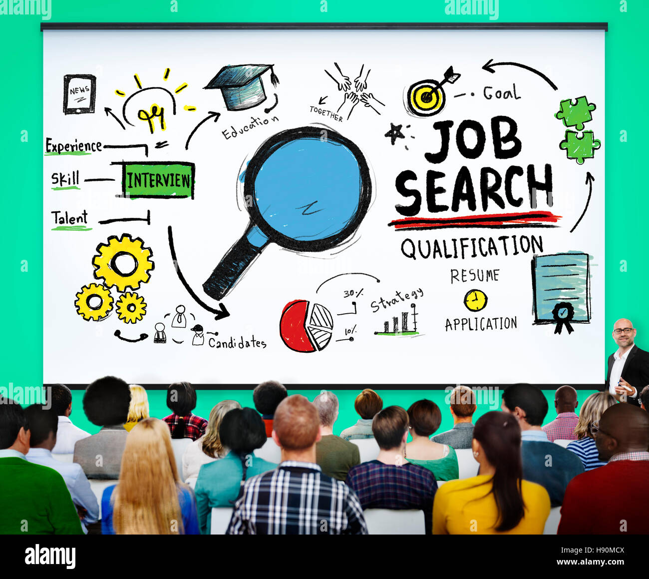 Job Search Qualification Resume Recruitment Hiring Application Concept ...