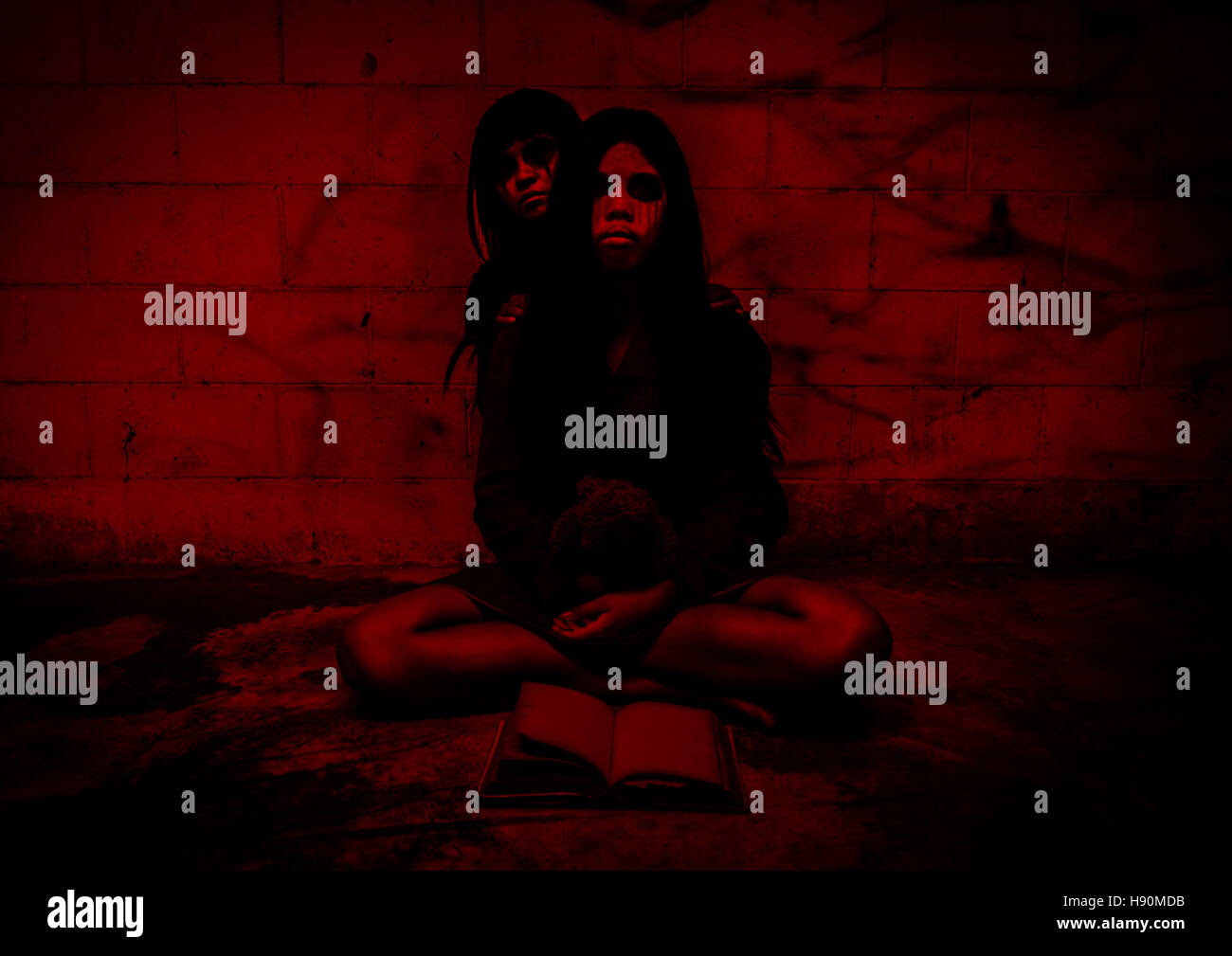 Ghost of two best friend forever in Haunted building,Horror background ...