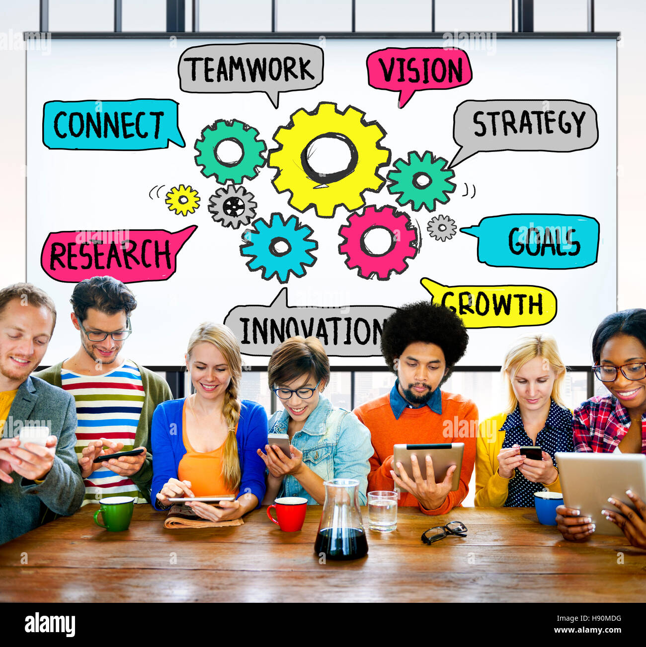 Teamwork Connect Strategy Vision Together Gear Concept Stock Photo - Alamy