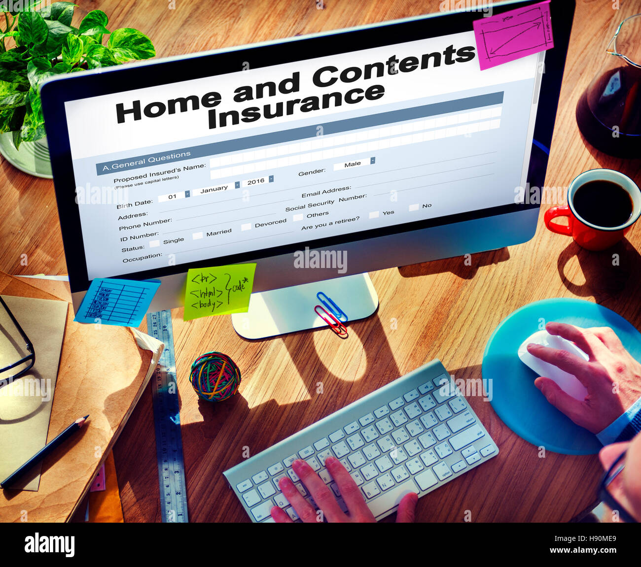 Home and Contents Insurance Form Document Concept Stock Photo - Alamy