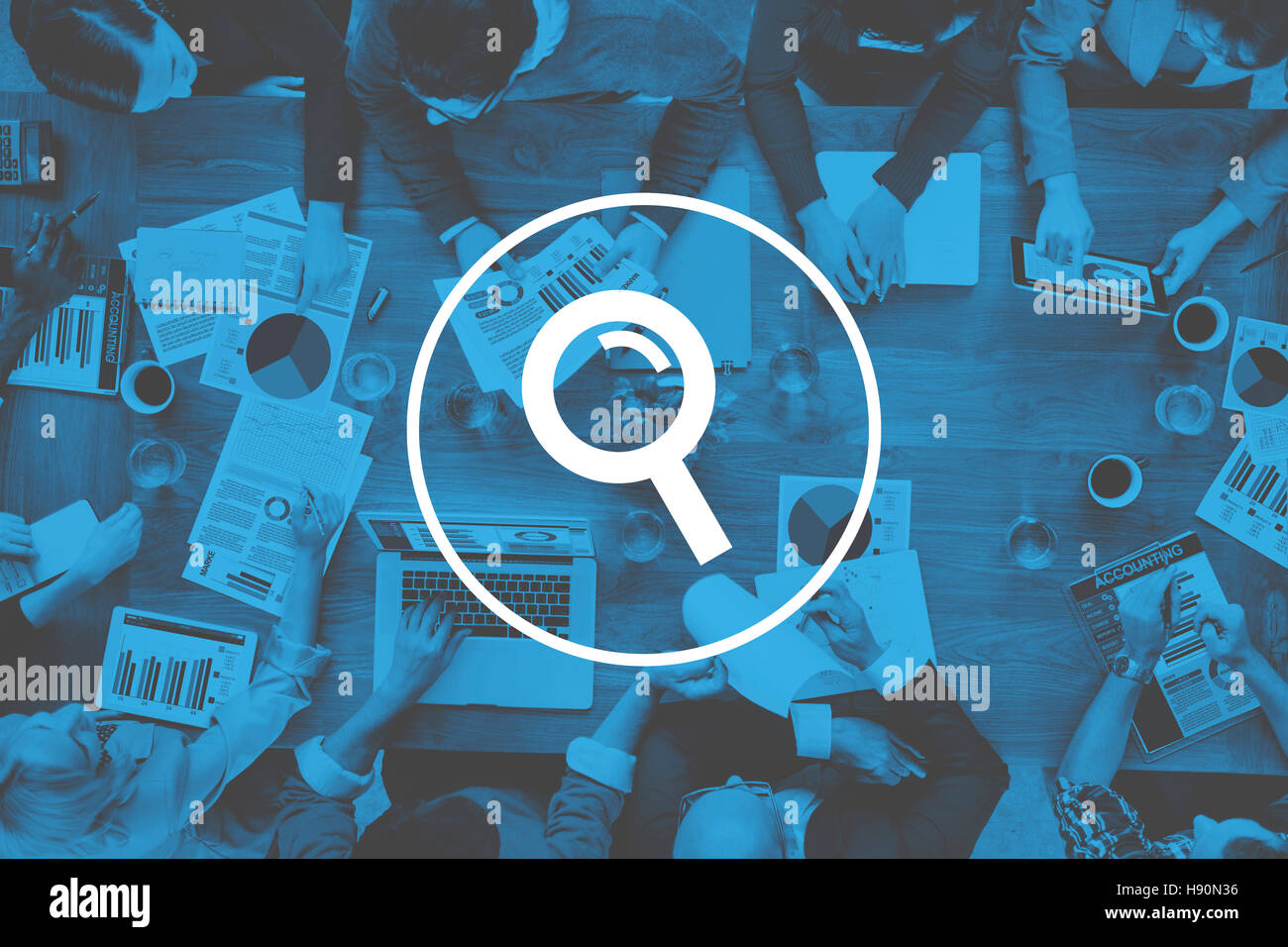 Analysis Magnifying Glass Searching Browse Concept Stock Photo - Alamy