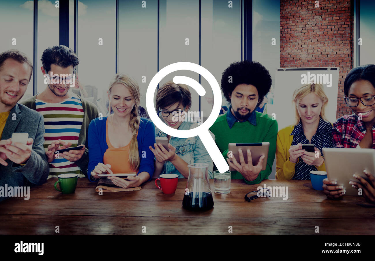 Magnifying glass searching people hi-res stock photography and images ...