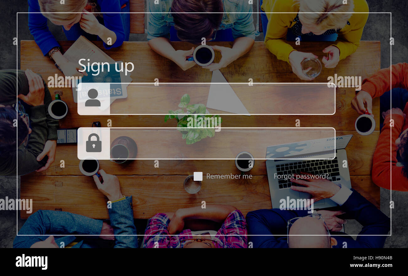 Sign Up Registration Password Privacy Security Concept Stock Photo - Alamy