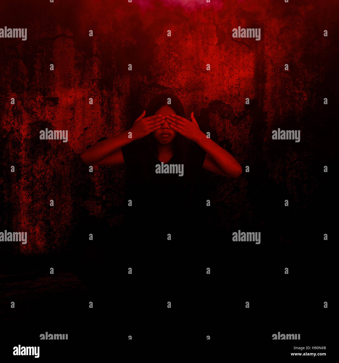 Close your eyes,Horror background for halloween concept and book cover ...