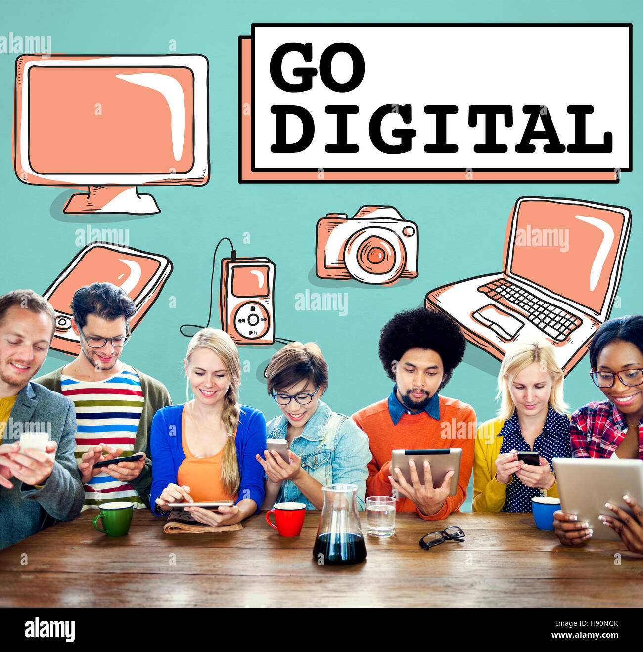 Go Digital Electronics Technology Concept Stock Photo - Alamy