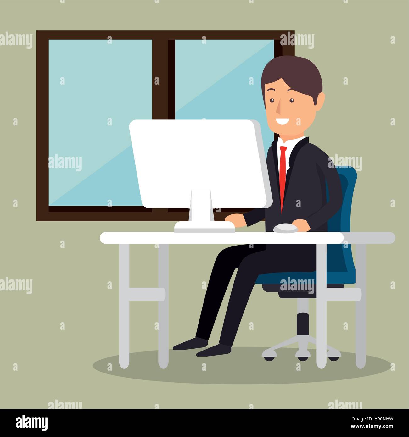 office worker business man computer vector illustration eps 10 Stock ...