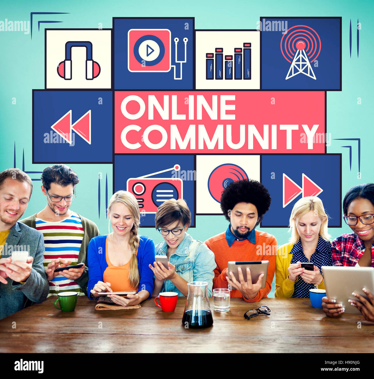 Online Community Connection Society Social Concept Stock Photo - Alamy