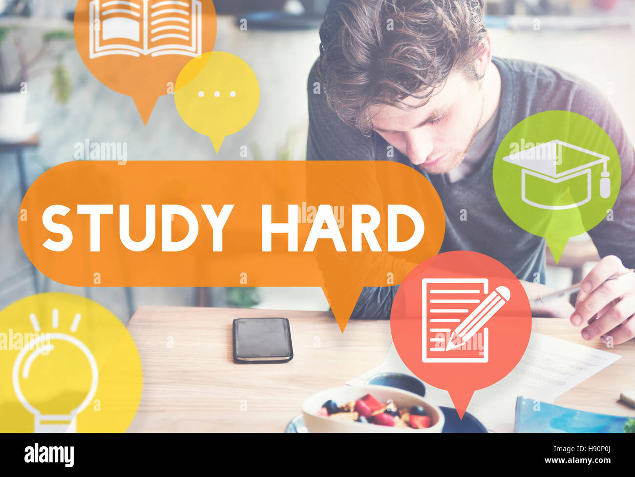 Study Hard Stressed Difficult Knowledge Concept Stock Photo - Alamy