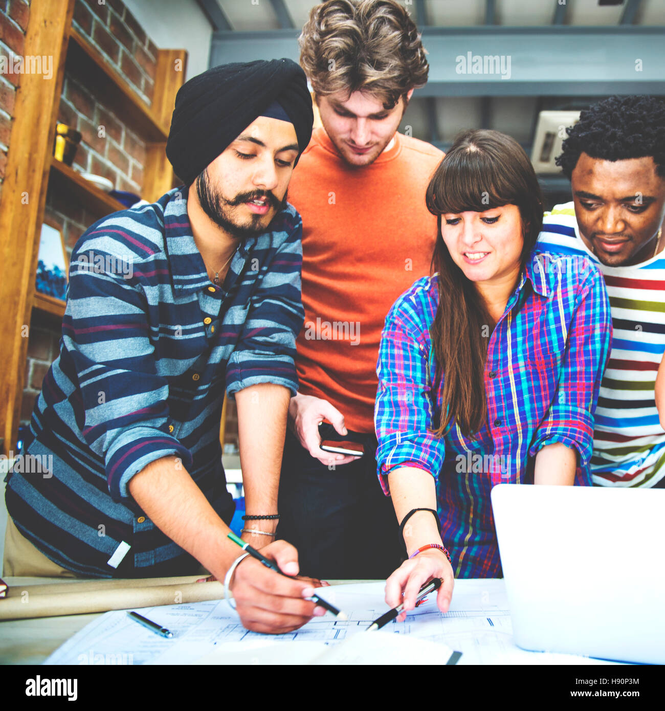 Designer Teamwork Brainstorming Planning Interior Concept Stock Photo ...