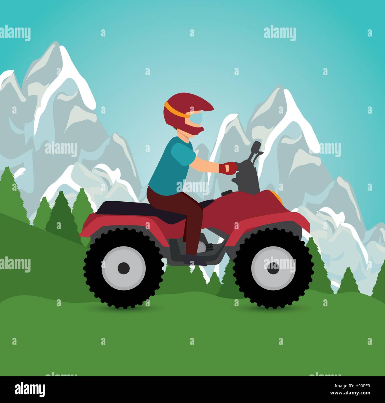 man riding atv sport landscape background vector illustration eps 10 ...