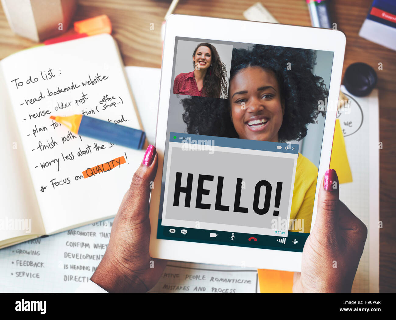 Hi Hello Language Message Greeting Concept Stock Photo - Alamy