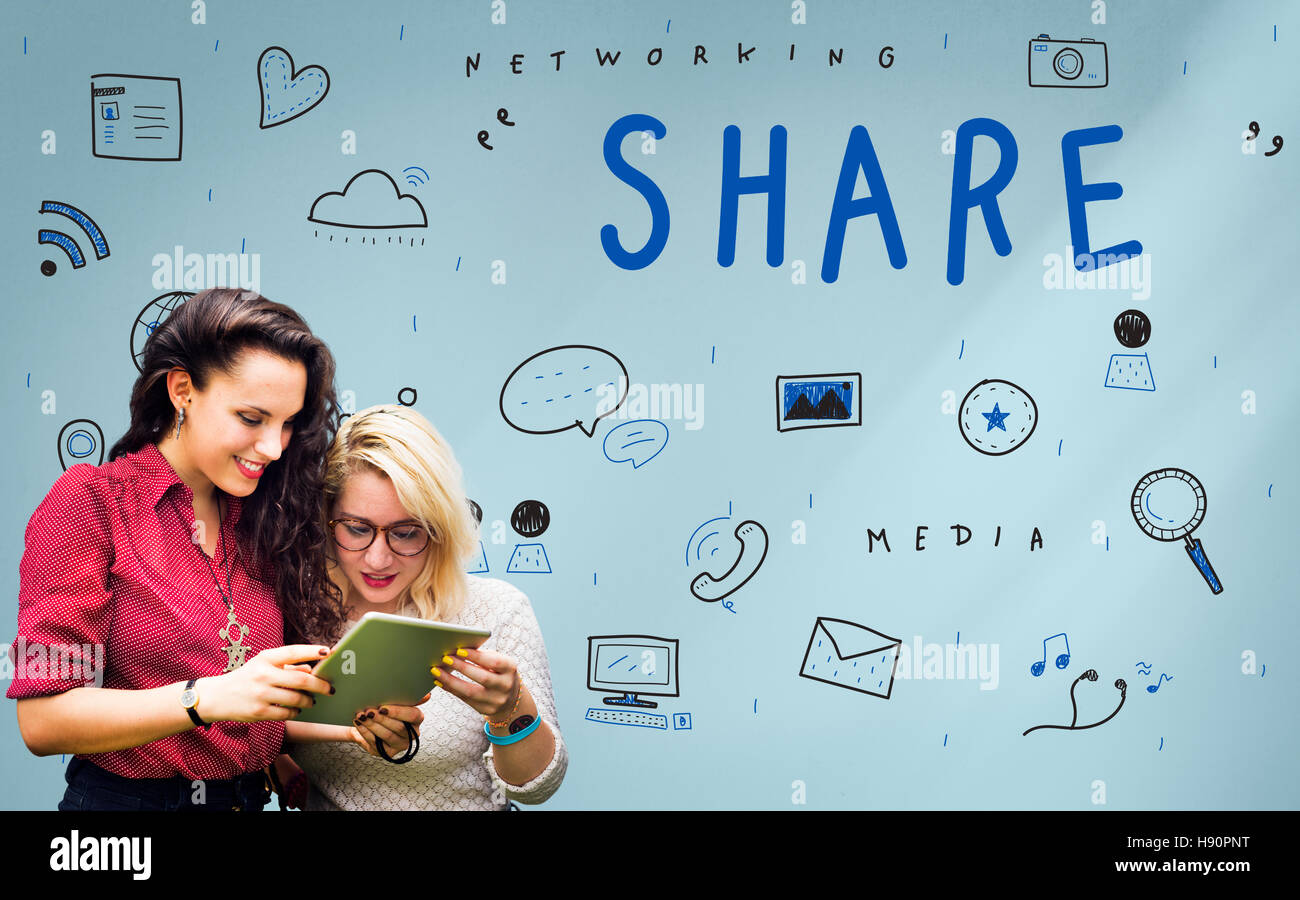 Networking Media Sharing Icons Graphic Concept Stock Photo - Alamy
