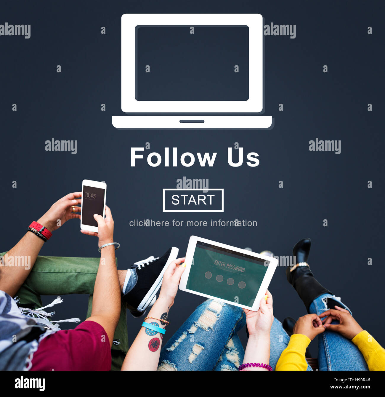 Follow Us Social Media Technology Online Website Concept Stock Photo ...