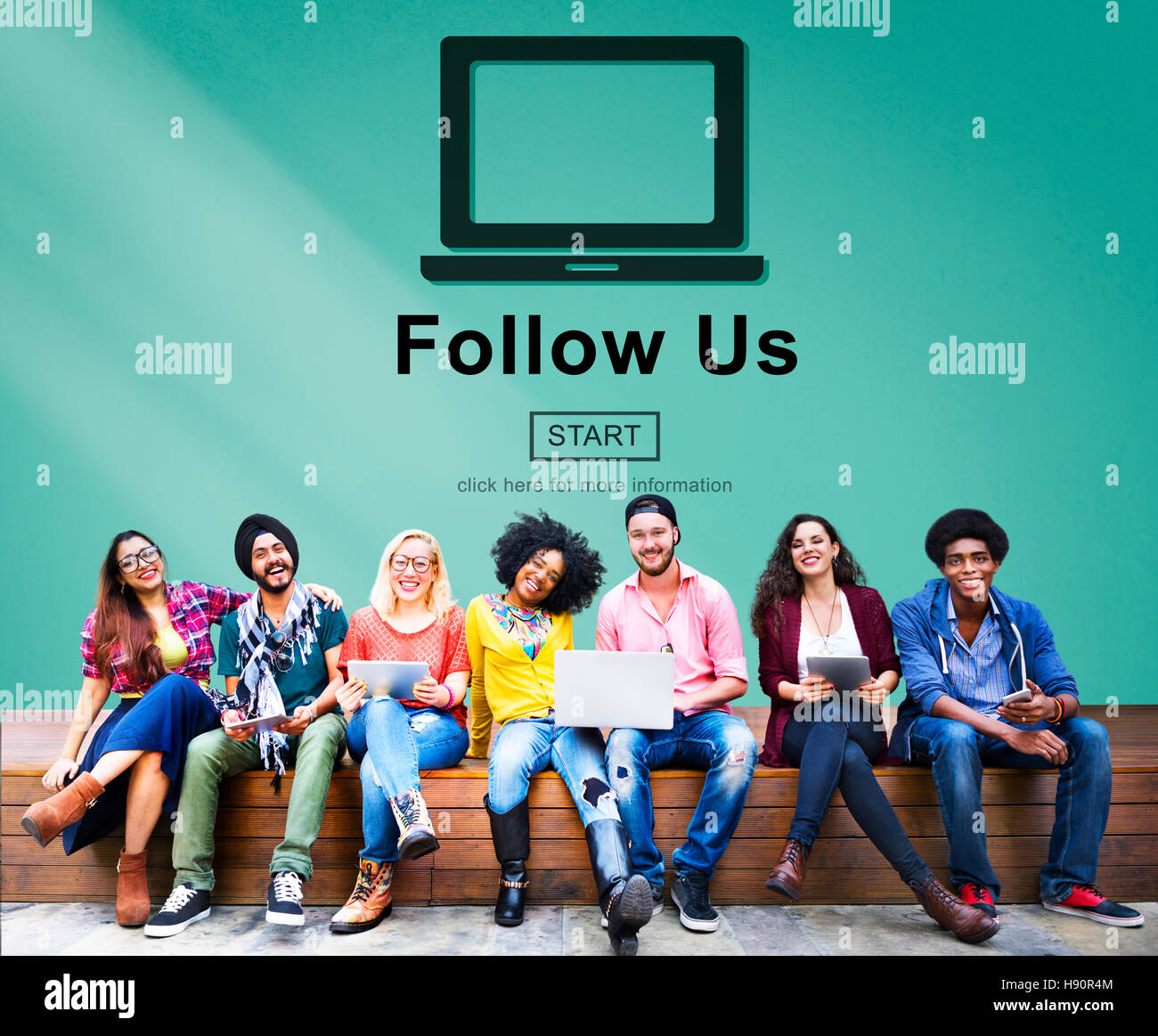Follow Us Social Media Technology Online Website Concept Stock Photo ...