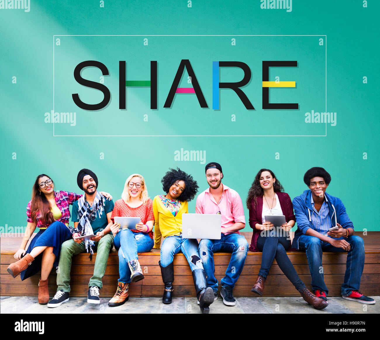 Share Sharing Networking Social Network Concept Stock Photo - Alamy