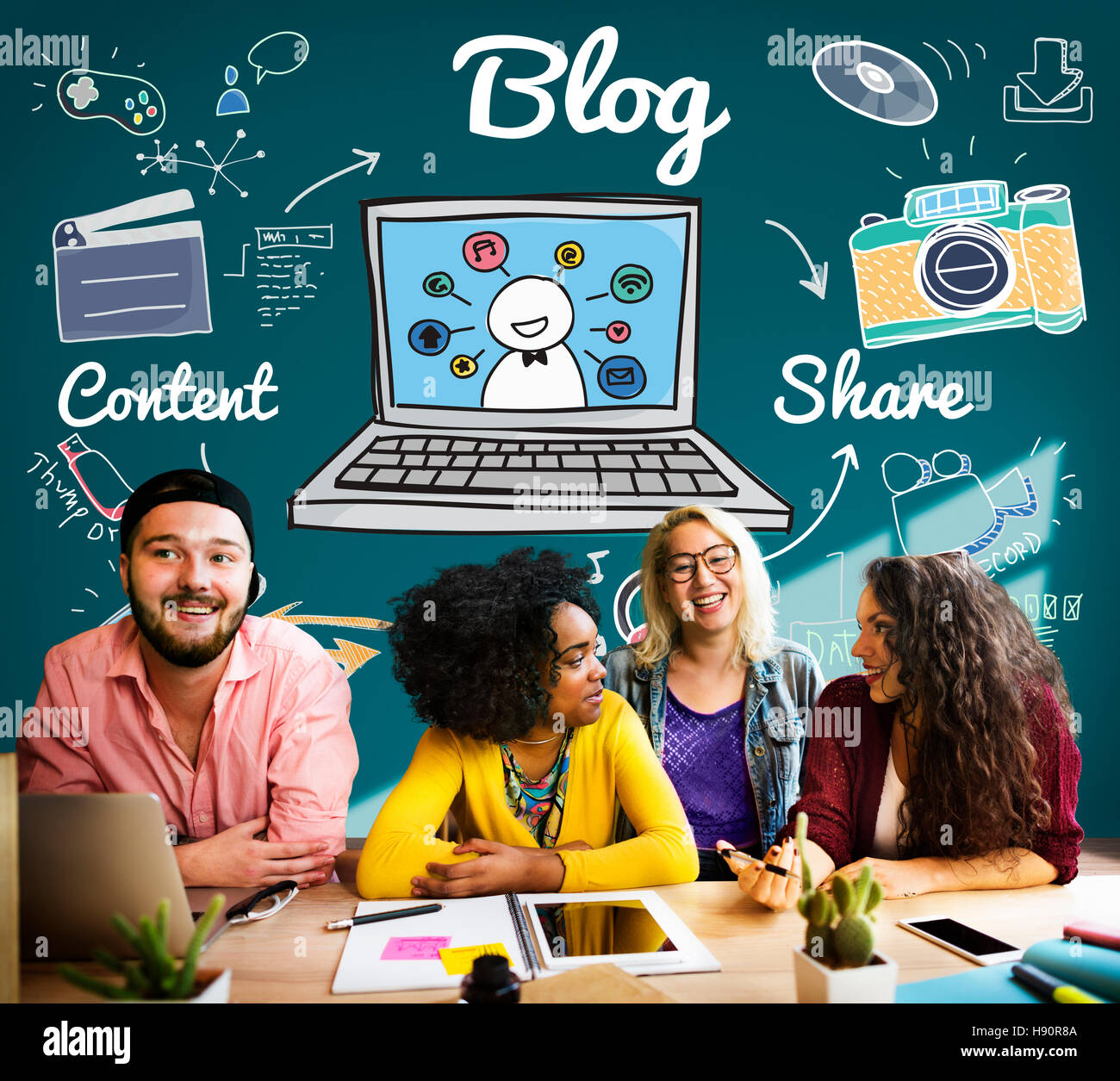 Blog Homepage Content Social Media Online Concept Stock Photo - Alamy