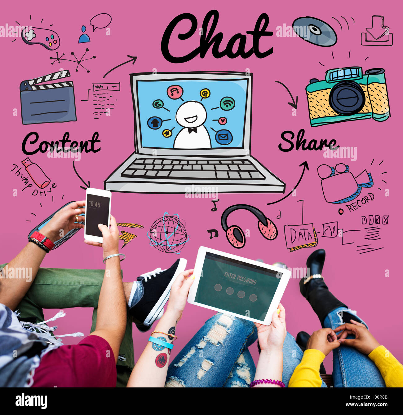 Chat Online Communication Technology Social Networking Concept Stock ...