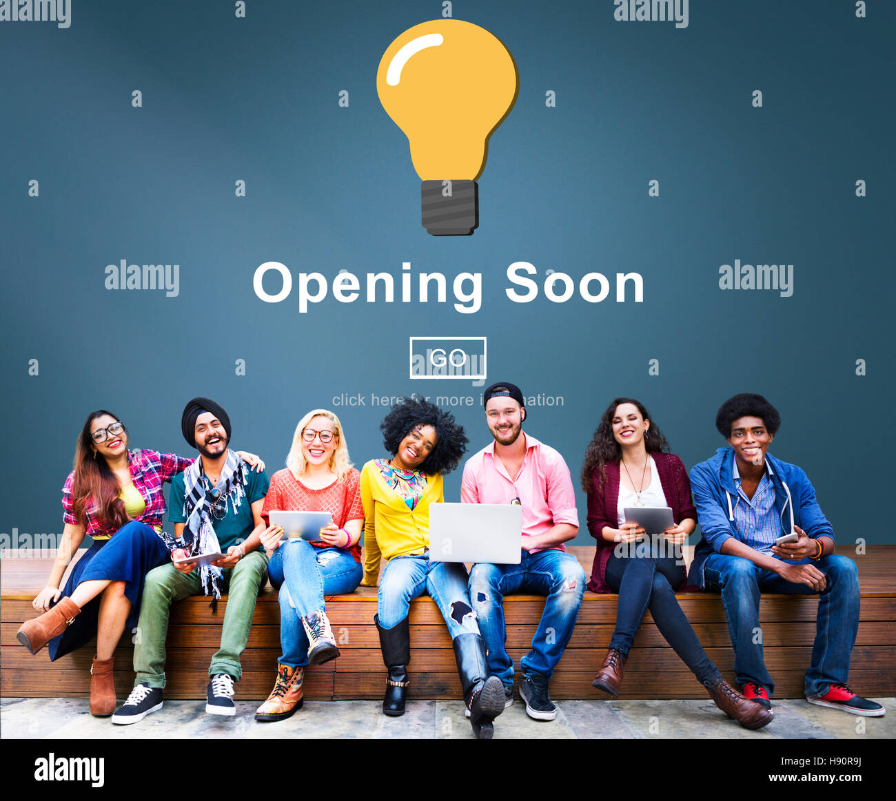 Opening Soon Launch Welcome Advertising Commercial Concept Stock Photo ...