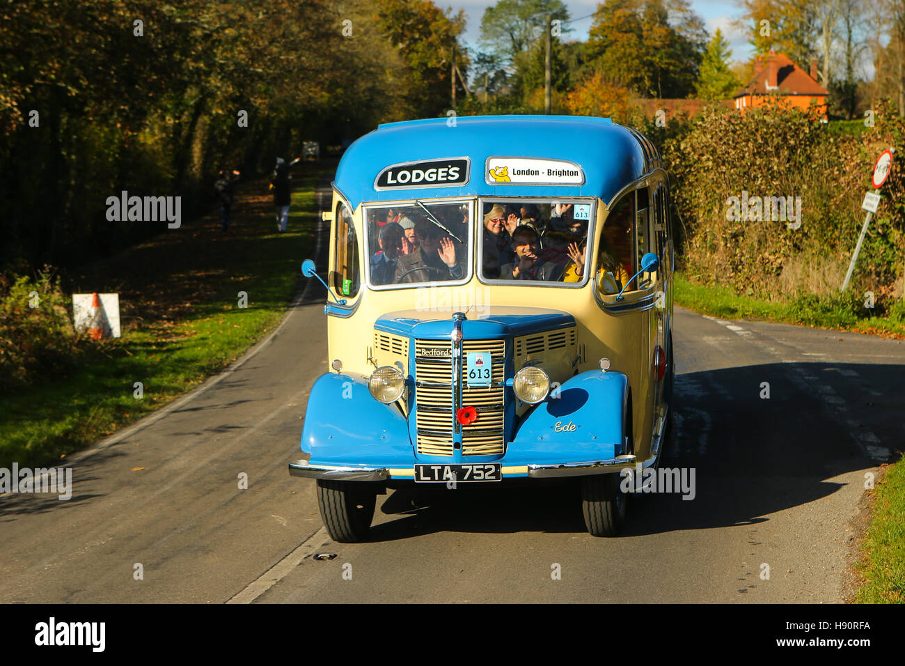 Chris Evans drives a blue and yellow coloured Veteran Bus as part of ...