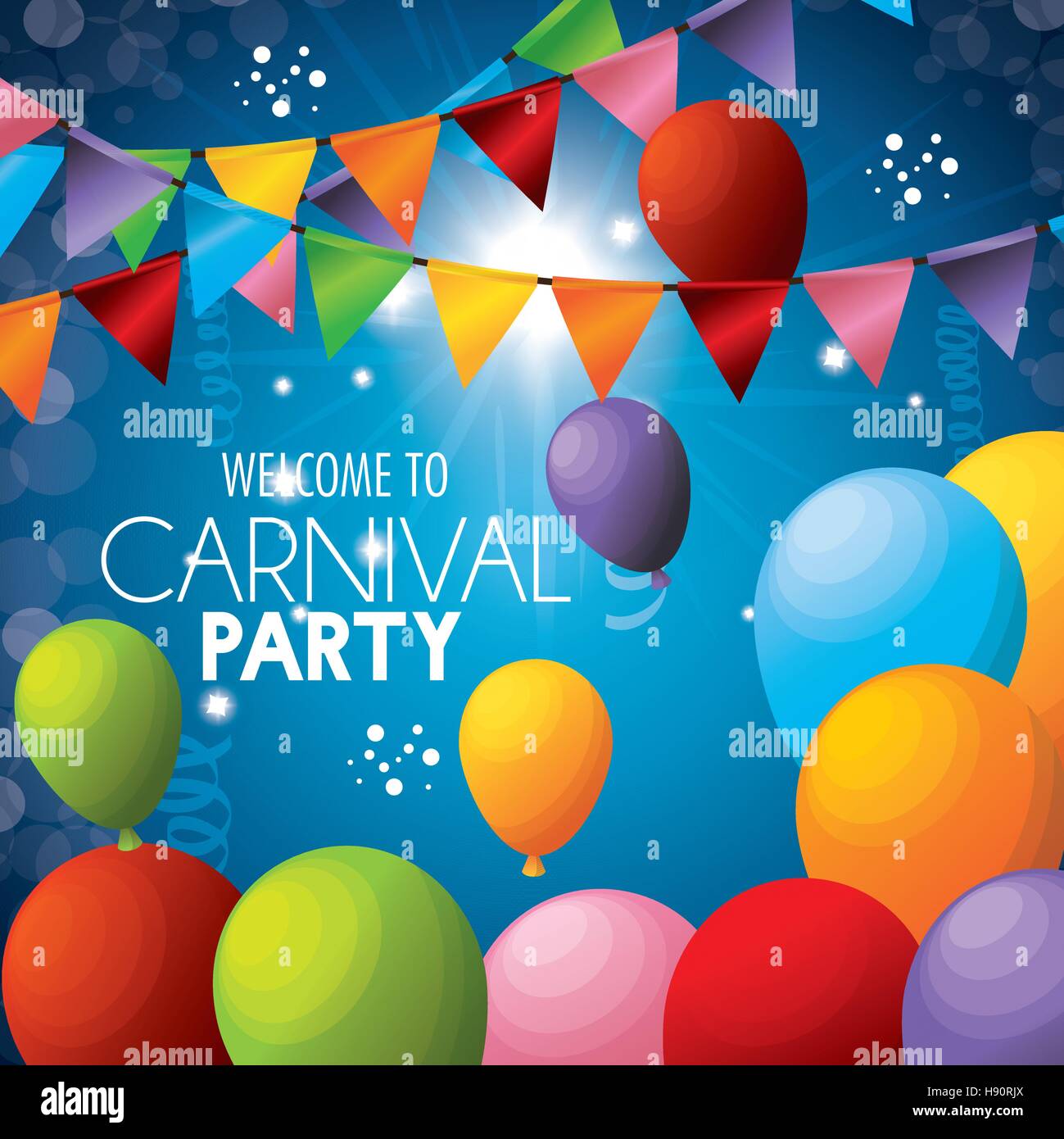 welcome carnival party balloons colors garlands vector illustration eps ...