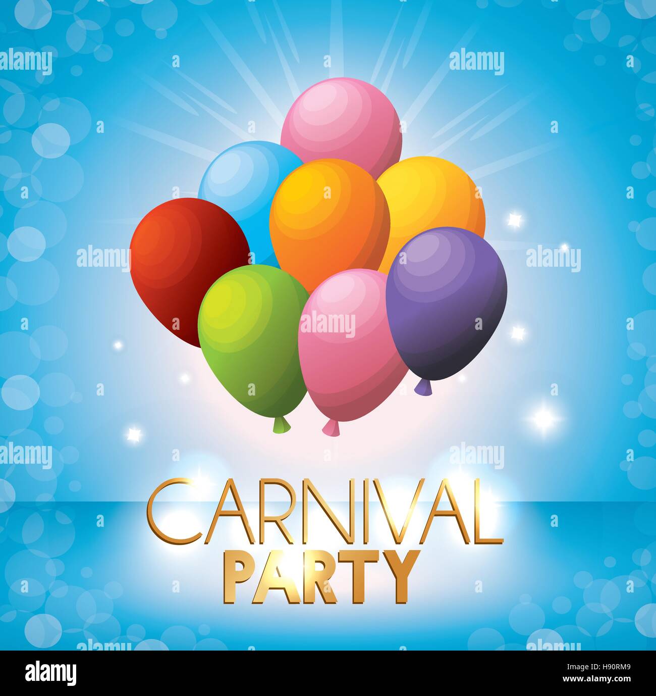 carnival party colored balloons bright blue background vector ...
