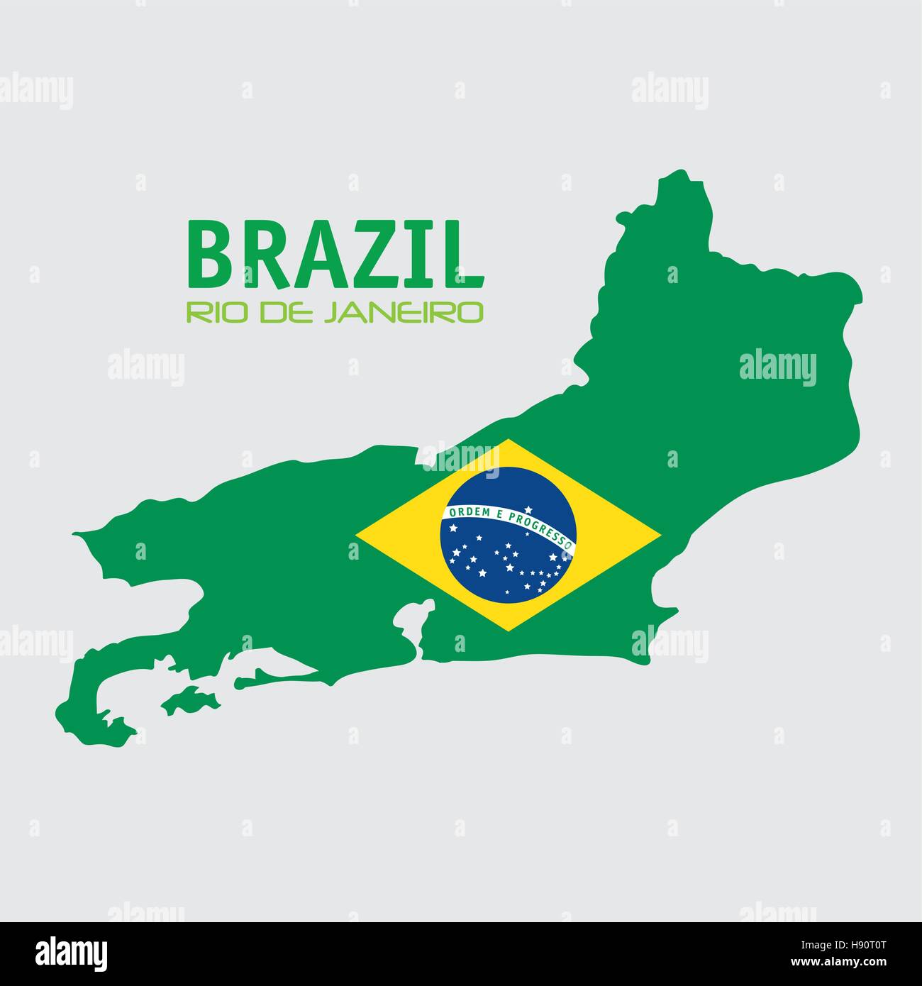 brazil rio de janeiro map and flag vector illustration eps 10 Stock ...