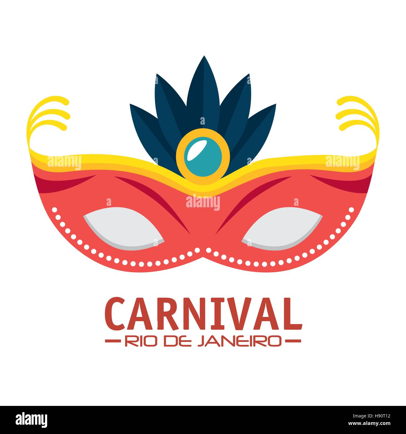 carnival rio de janeiro mask blue feathers vector illustration eps 10 ...