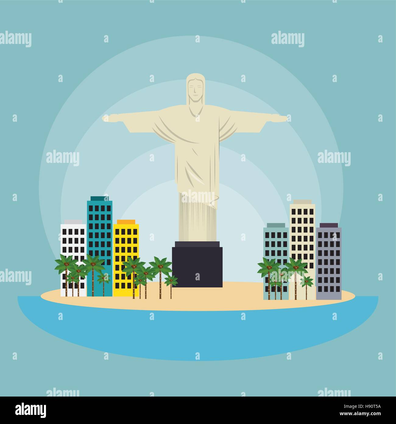 monument christ brazil urban landscape vector illustration eps 10 Stock ...