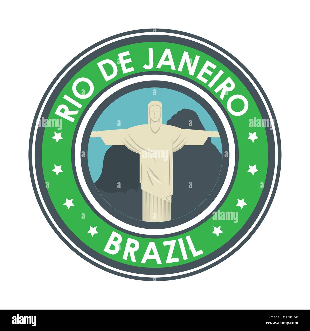 rio de janeiro brazil statue jesus emblem graphic vector illustration ...