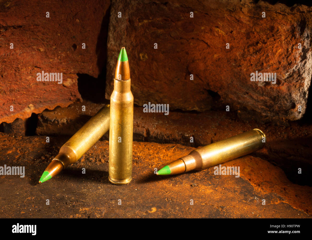 Three cartridges that could be considered armor piercing Stock Photo ...