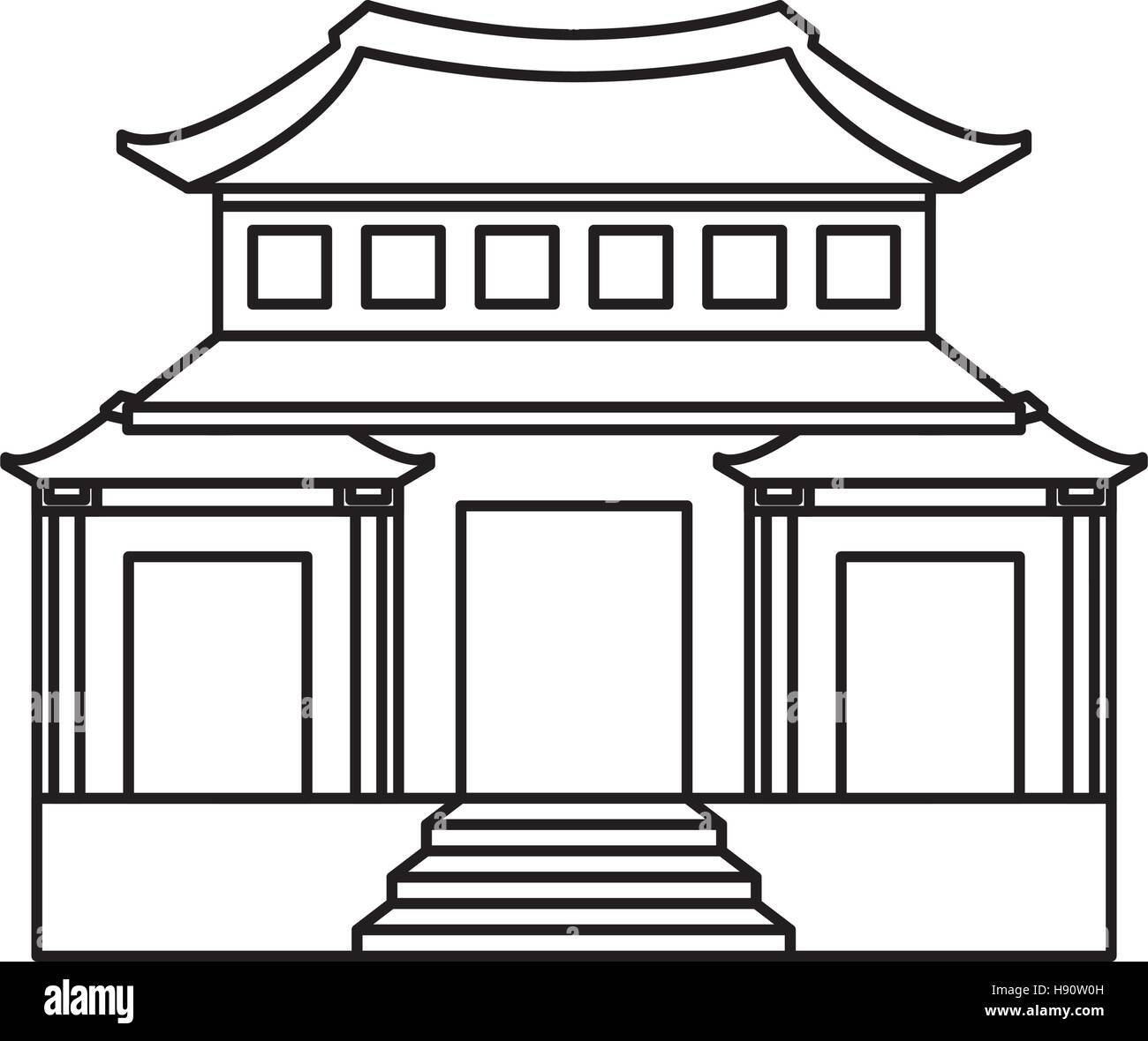Traditional building japanese architecture vector Black and White Stock ...
