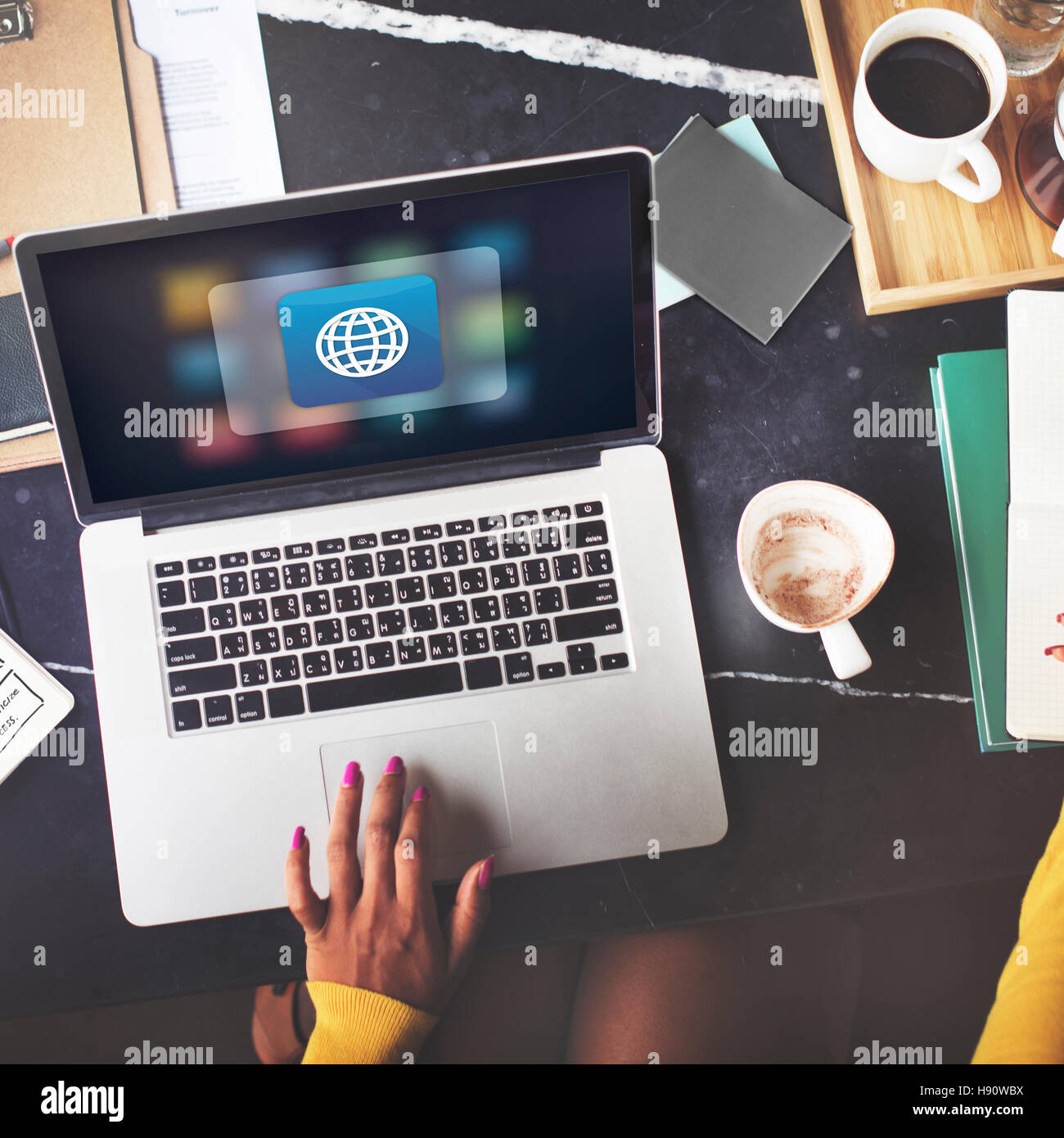 Global Icon Digital Application Concept Stock Photo - Alamy