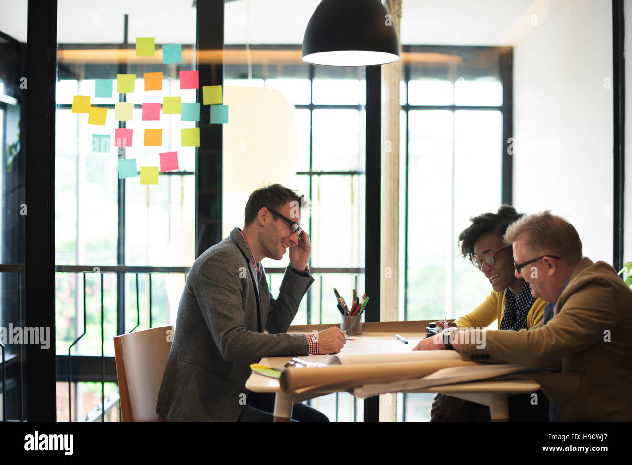 Group Architect Meeting Planning Blueprint Concept Stock Photo - Alamy