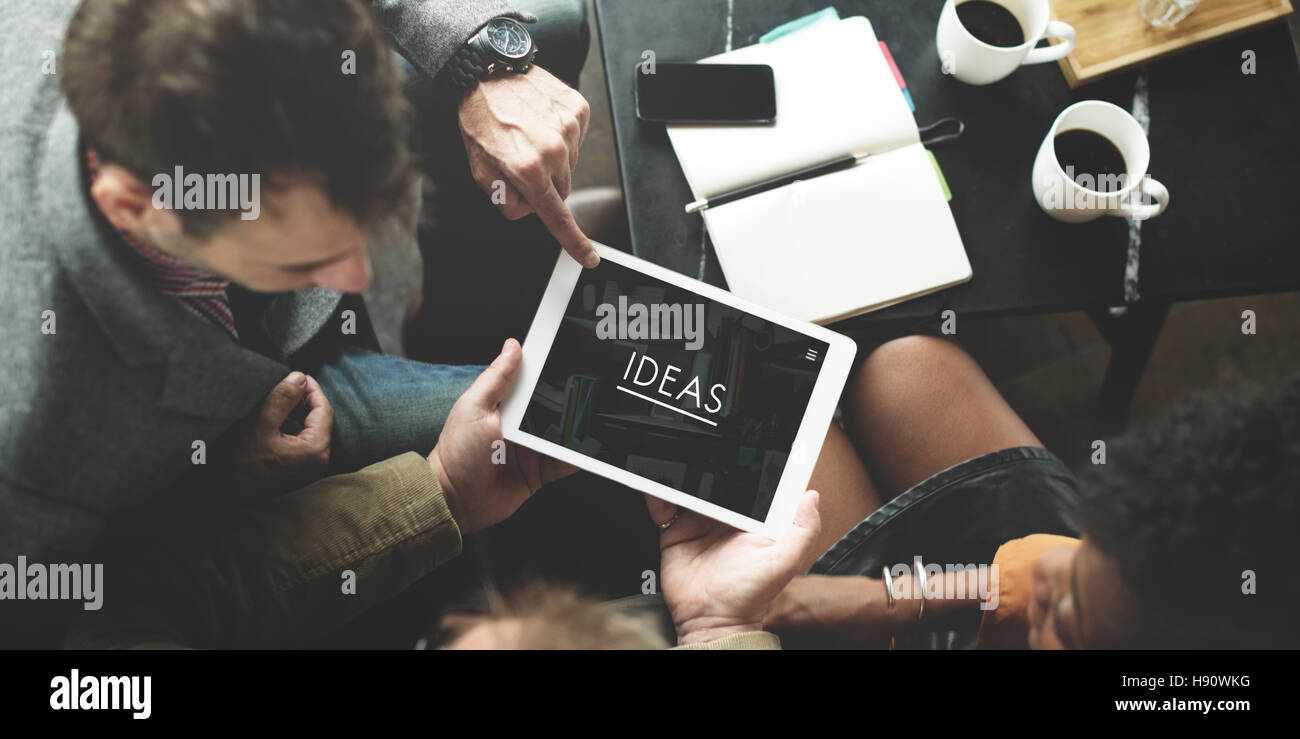 People Team Working Together Ideas Tablet Concept Stock Photo - Alamy