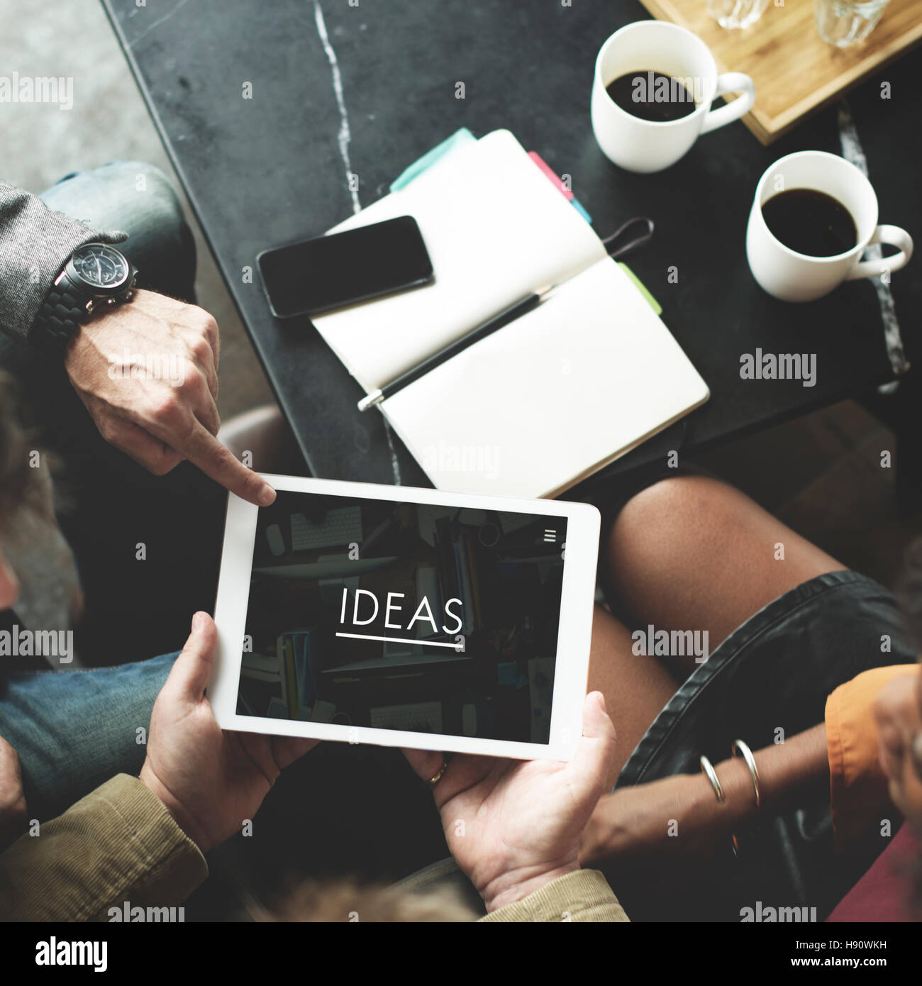 People Team Working Together Ideas Tablet Concept Stock Photo - Alamy