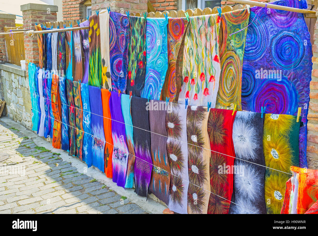 The colorful handmade scarves of silk and felted wool are the best ...