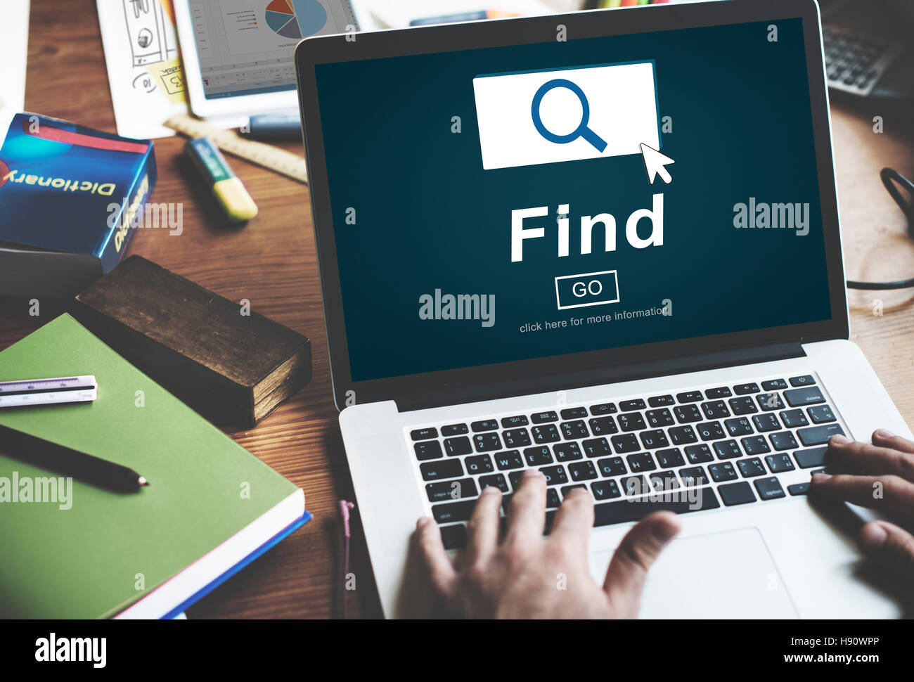 Find Magnifying Glass Go Button Concept Stock Photo - Alamy