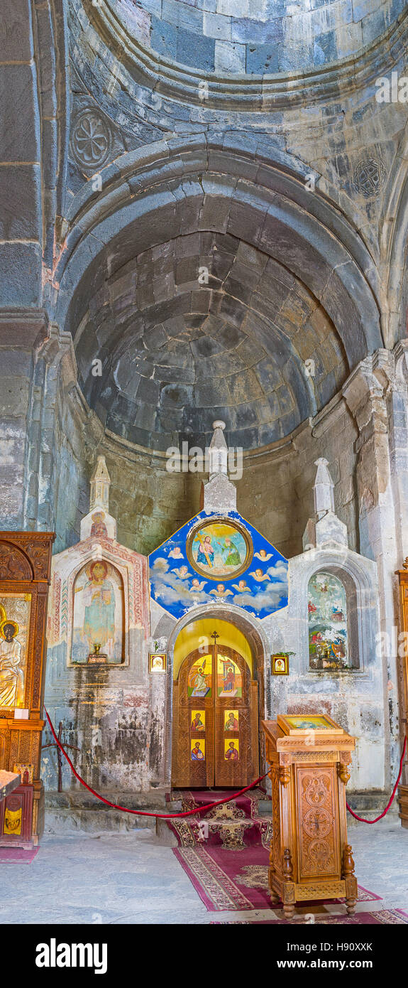 The prayer hall of Tsminda Sameba (Holy Trinity) Church with the old ...