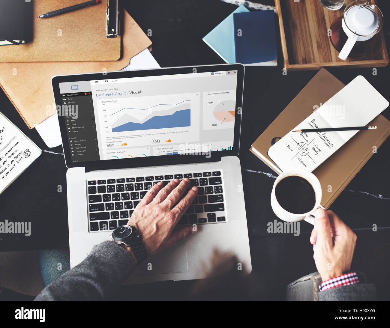 Business Chart Working Laptop Analysis Internet Concept Stock Photo - Alamy
