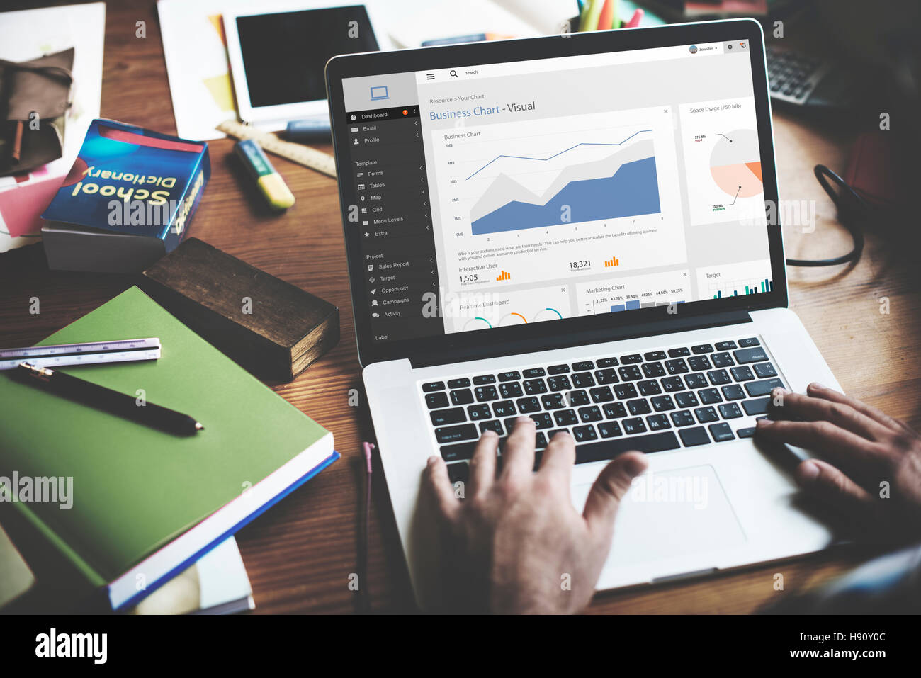 Business Chart Working Laptop Analysis Internet Concept Stock Photo - Alamy