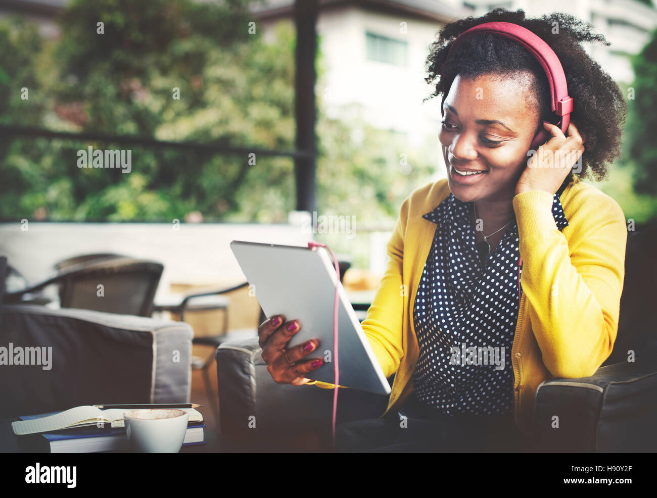 African Descent Listening Music Lifestyle Concept Stock Photo - Alamy