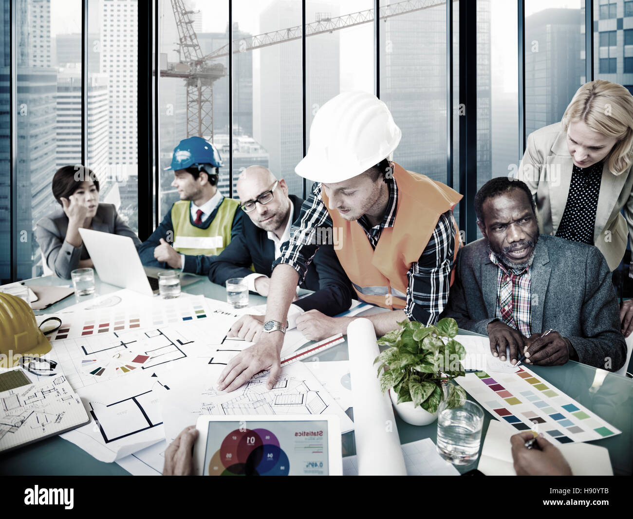 Architect Engineer Planning Project Construction Site Office Concept ...