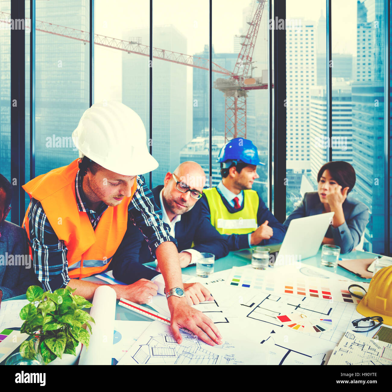 Architect Engineer Planning Project Construction Site Office Concept ...