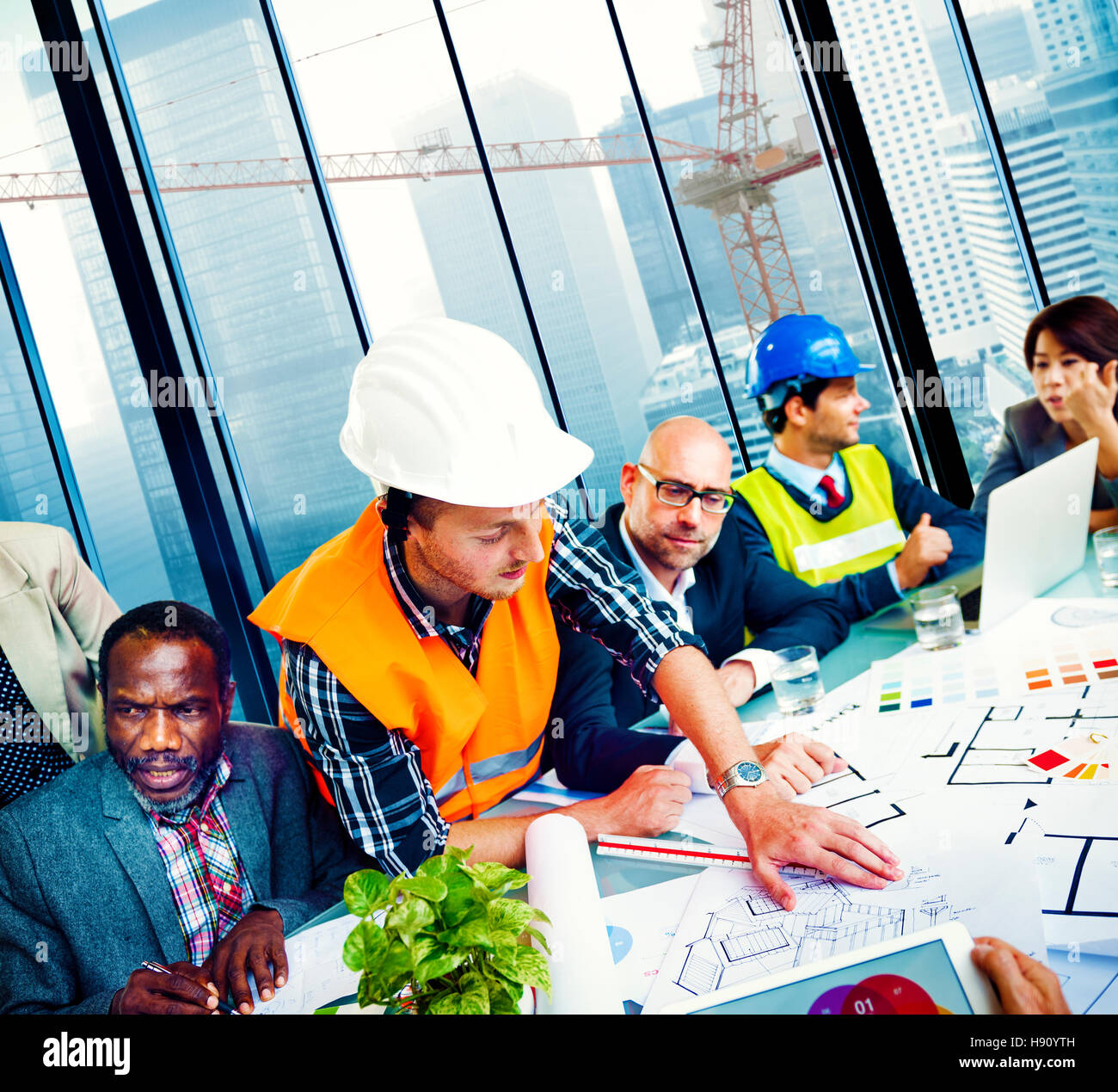 Architect Engineer Planning Project Construction Site Office Concept ...