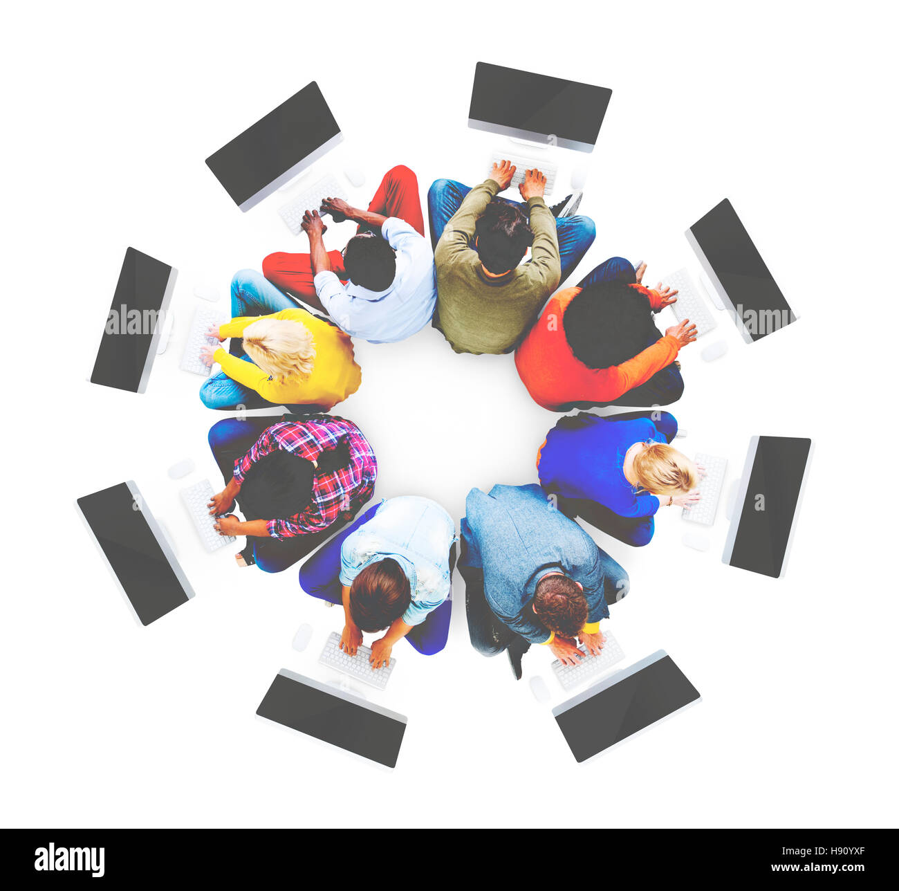 Multiethnic People Using Computers Communication Concept Stock Photo ...